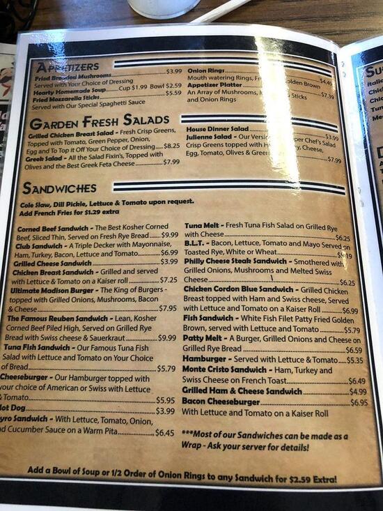 Menu at Dean's Family Restaurant, Madison