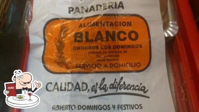 Menu at Alimentacion blanco, Madrid