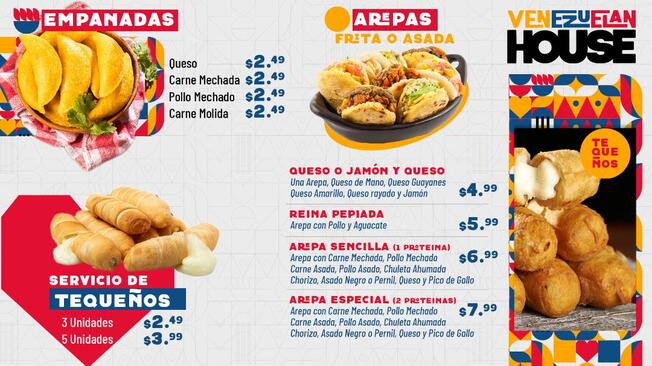 Carta del restaurante Venezuelan House, Tamiami