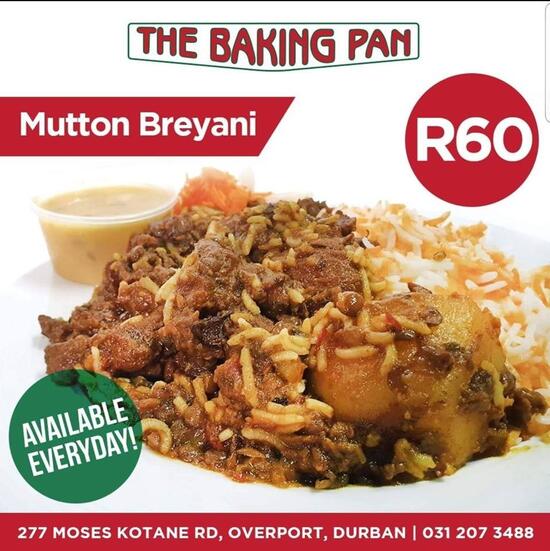 Menu at The Baking Pan restaurant, Durban
