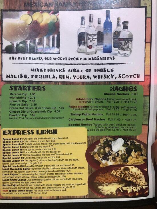 Menu at Maracas restaurant, New Melle