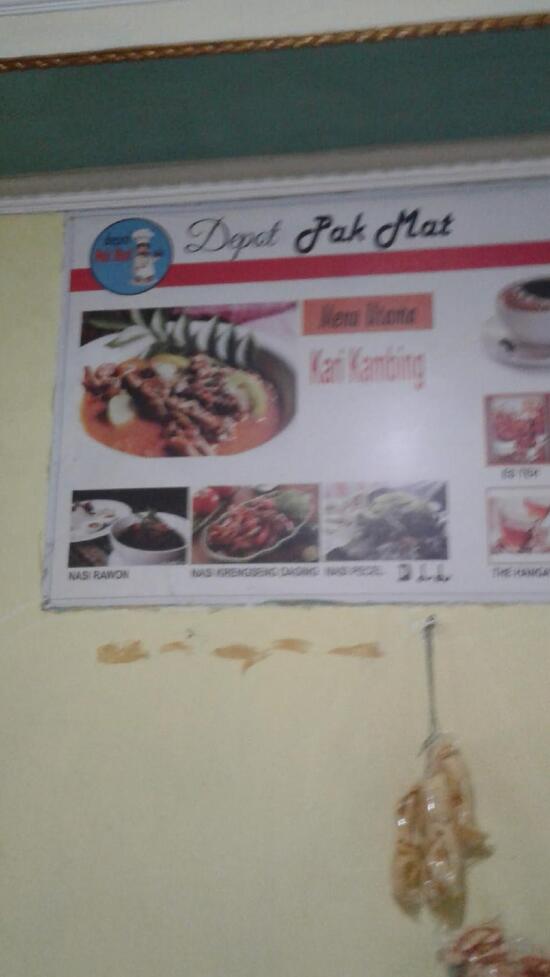 Menu at Depot Gule Daging Pak Mat restaurant, Surabaya