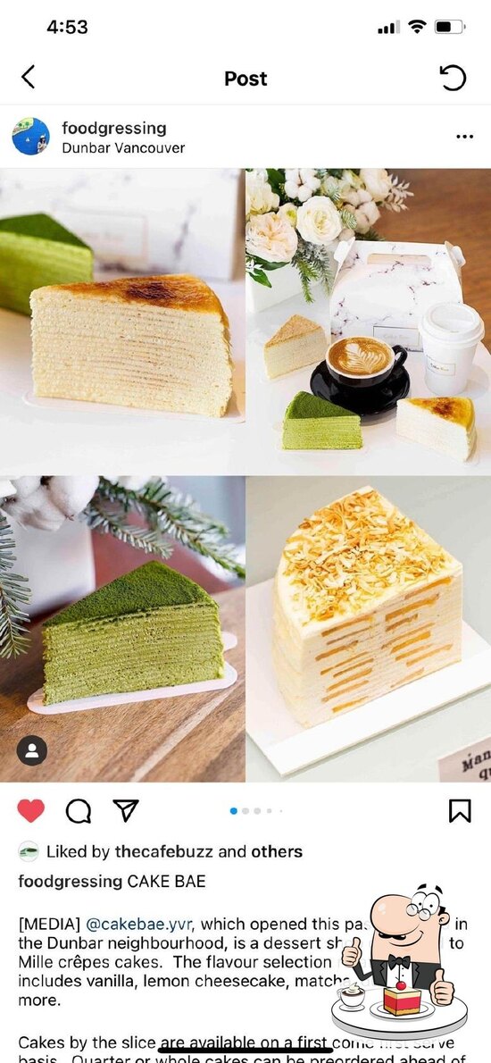 Menu at Cake Bae desserts, Vancouver