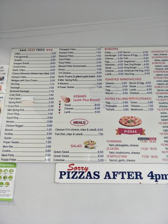 Menu at Euro Pizza & Takeaway pizzeria, Auckland