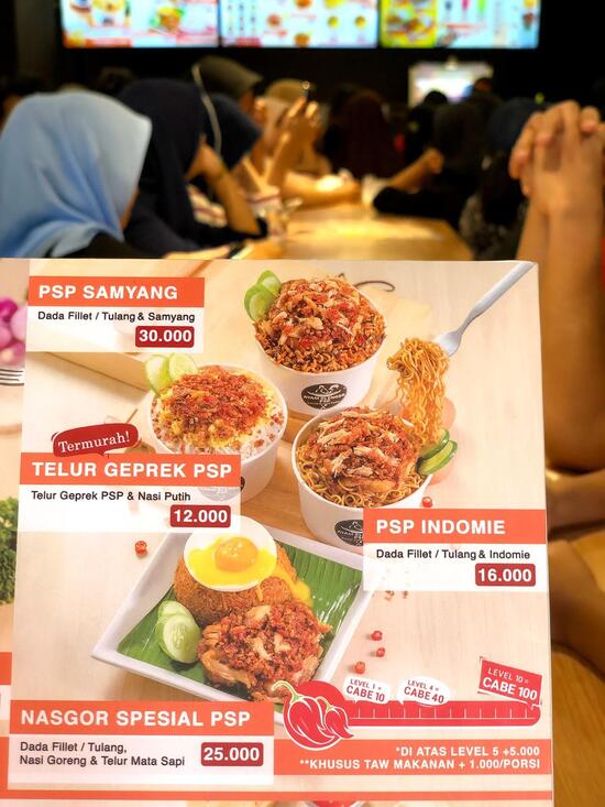 Menu at Ayam Blenger PSP Duri Kosambi restaurant, West Jakarta