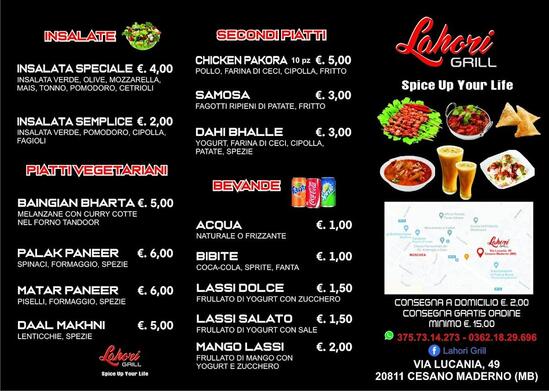 Menu da Lahori Grill ristorante, Cesano Maderno