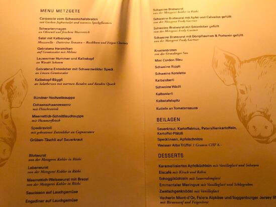 Menu at Casa Mulania, Laax