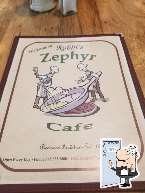 Menu at Zephyr Cafe, Piedmont