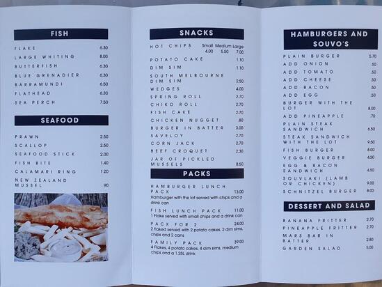 Menu at Barra Fish & Chips, Altona Meadows