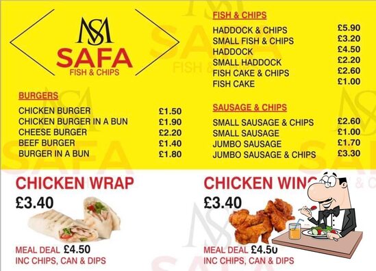 Menu at MS SAFA Fish & Chips And Indian Takeaway restaurant, Cleethorpes