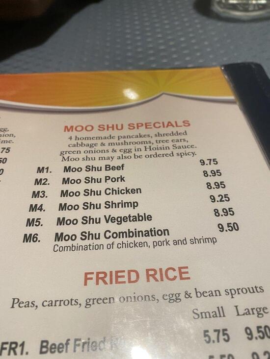 Menu at Seven Moons restaurant, Coventry