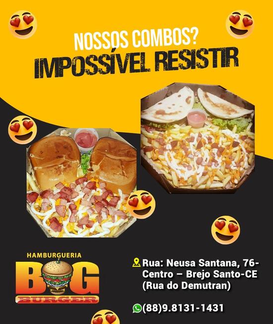 Menu at Hamburgueria Big Burger restaurant, Brazil, Rua Neusa Basilio ...