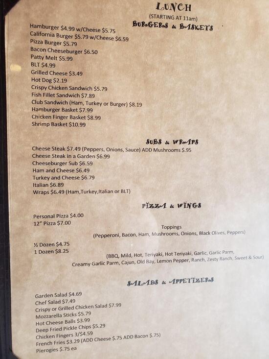 Menu at The Country Corner Cafe, Elysburg