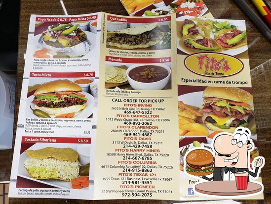 Menu at Fitos tacos de trompo restaurant, Irving