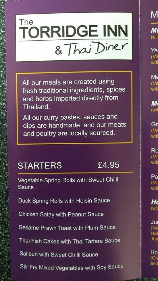 Menu at Torridge Inn pub & bar, Great Torrington, Torridge Inn