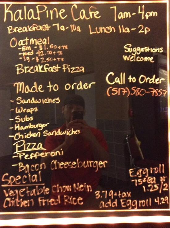 Menu at KalaPine Cafe, Lansing