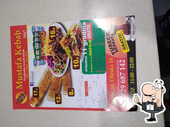 Menu at Mustafa Kebab restaurant, Opole, Oleska 16