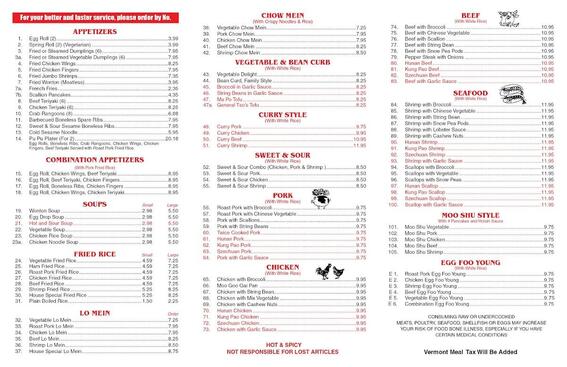 Menu at Yummy Wok restaurant, Hardwick