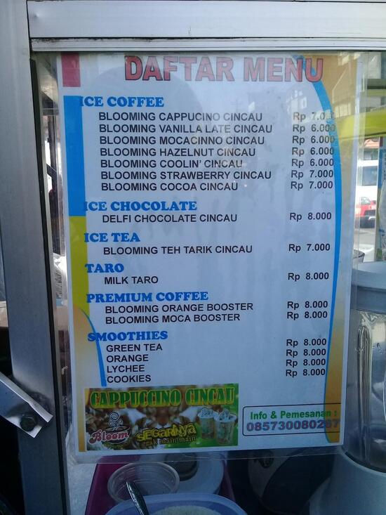 Menu at Bloom Capcin Margasari cafe, Margasari