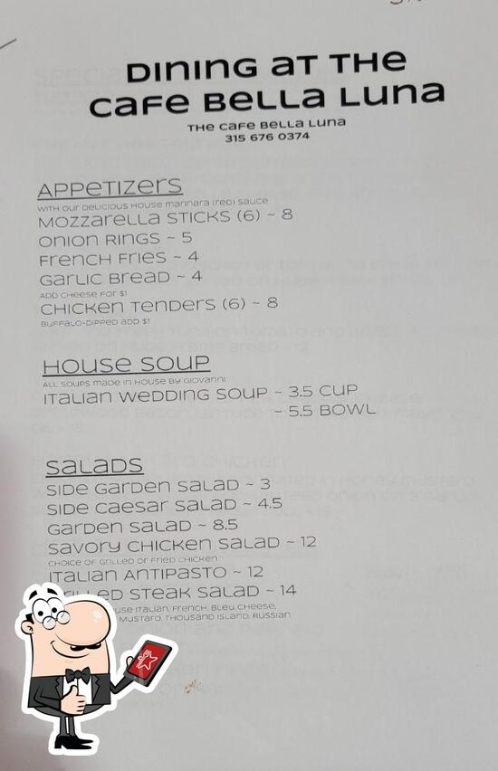 Menu at The Cafe Bella Luna, Brewerton