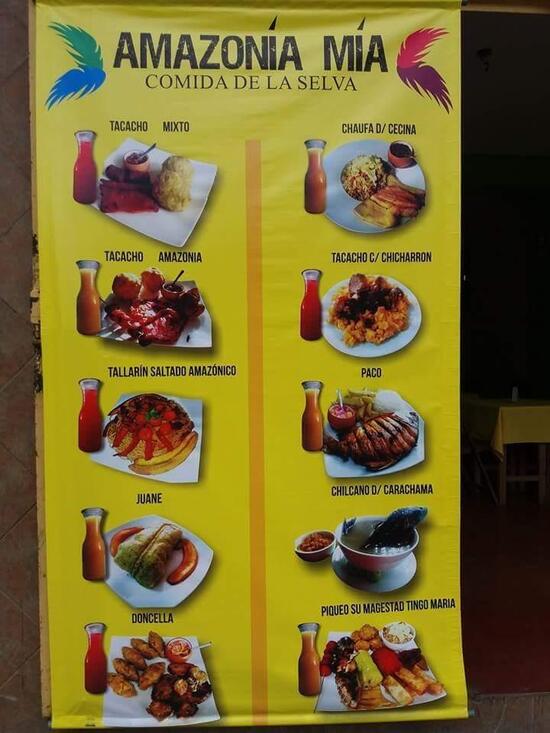 Menu at AMAZONÍA MÍA restaurant, Barranca, Berenice Davila 225