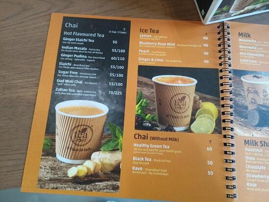 Menu at Tea Post, Gandhinagar