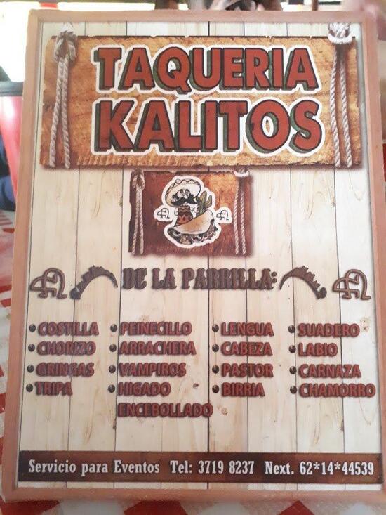 Carta del restaurante Taquería Kalitos, Zapopan