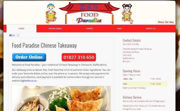Menu at Food Paradise Chinese fast food, Tamworth