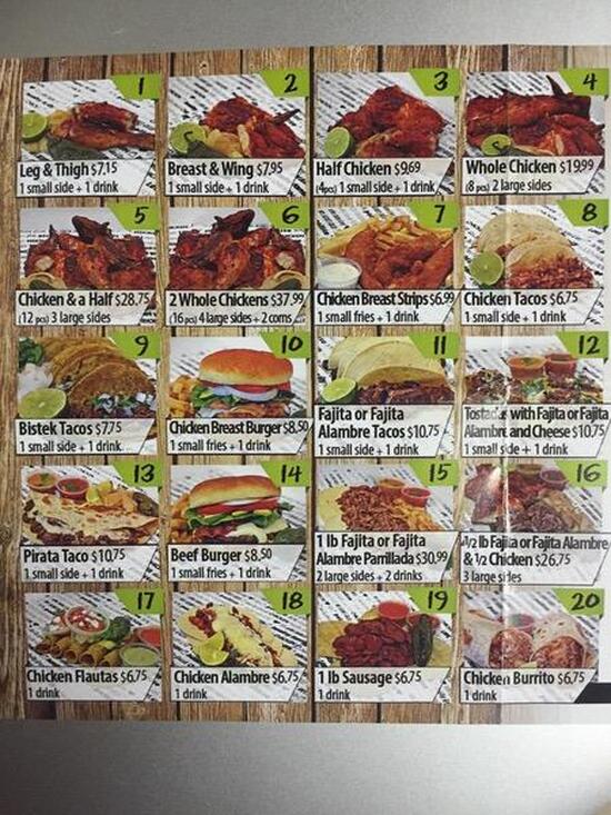Menu at Pollito Grilled Chicken & Beef restaurant, Edinburg