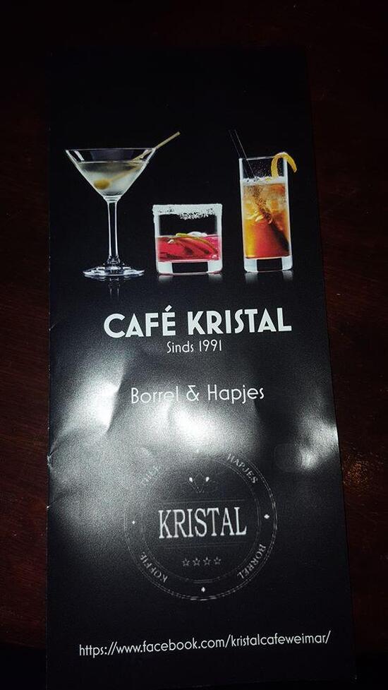 Menu at Café Kristal, The Hague