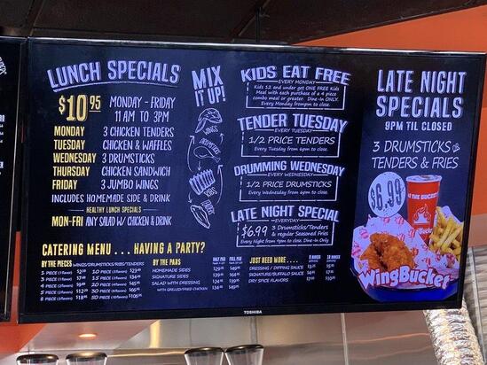 Menu at WingBucket, Arlington