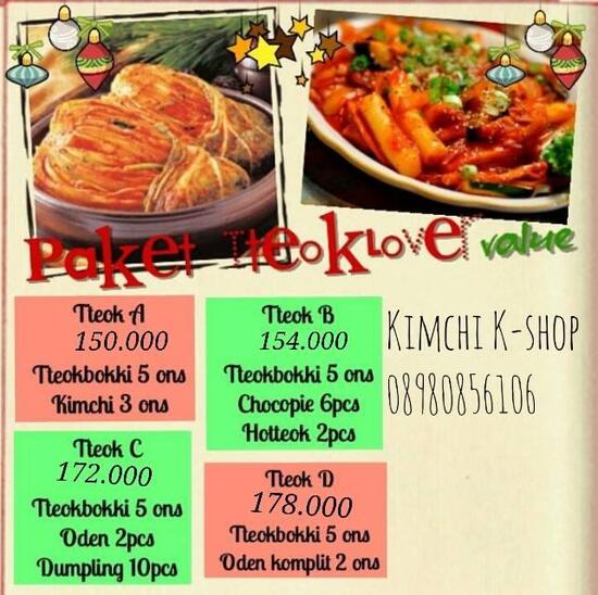 Menu at Kimchi K-Shop restaurant, Bekasi Regency