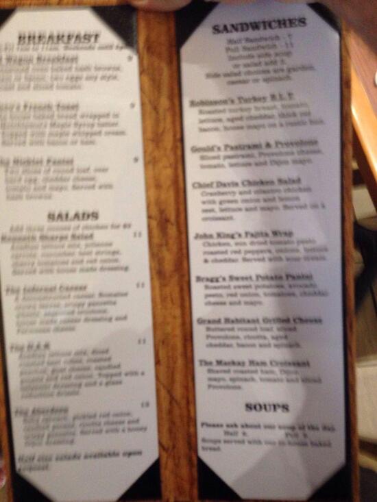Menu at Half Acre Cafe, Kentville