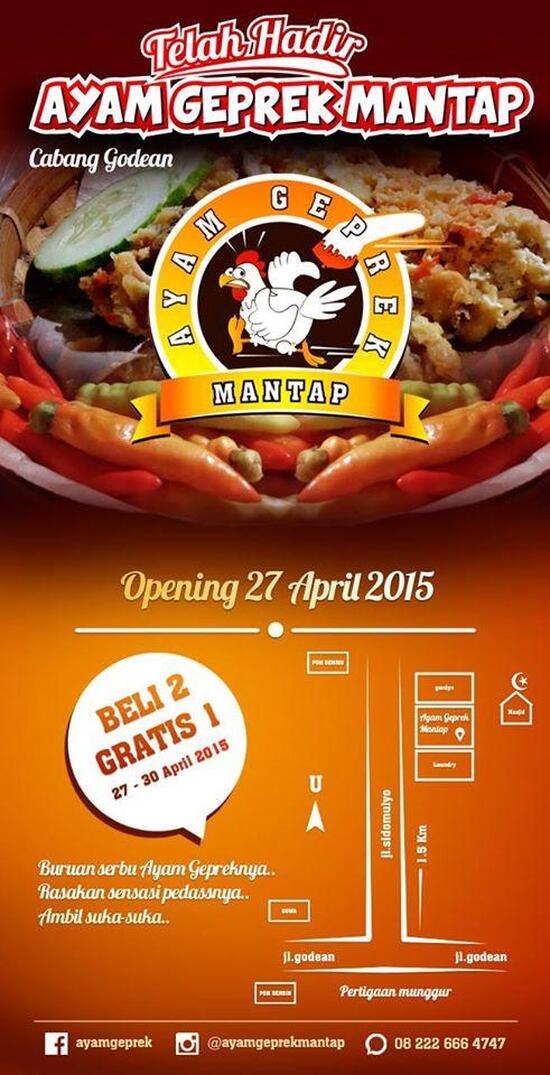 Menu at Ayam Geprek Mantap, Indonesia