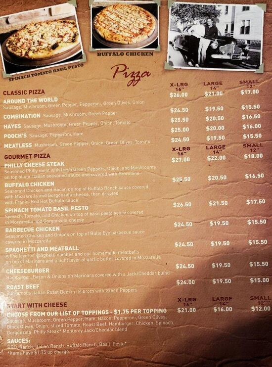 Menu at Art's Pizza pizzeria, Anderson, Broadway St