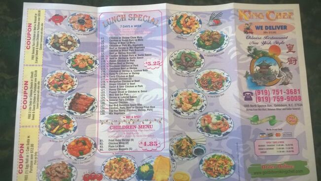 Menu at King Chef restaurant, Goldsboro