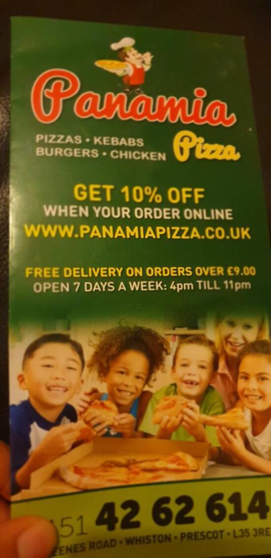 Menu at Panamia Pizza pub & bar, Prescot