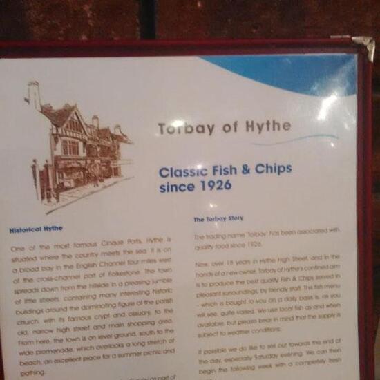 Menu at Torbay Of Hythe fast food, Hythe