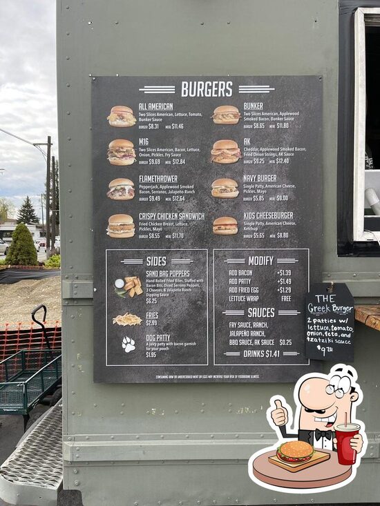 Menu at Burger Bunker restaurant, Post Falls