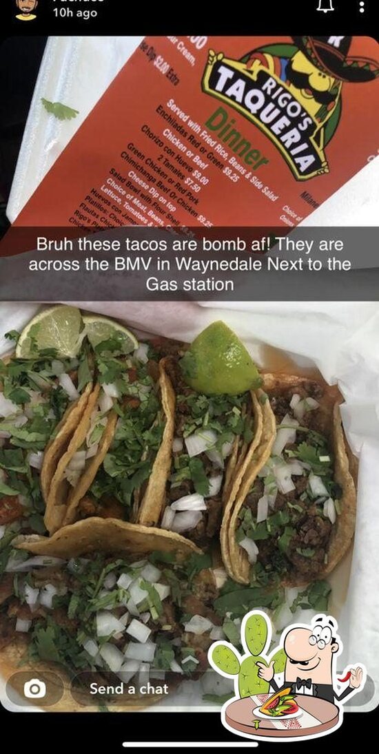 Menu at Rigo’s Taqueria restaurant, Fort Wayne