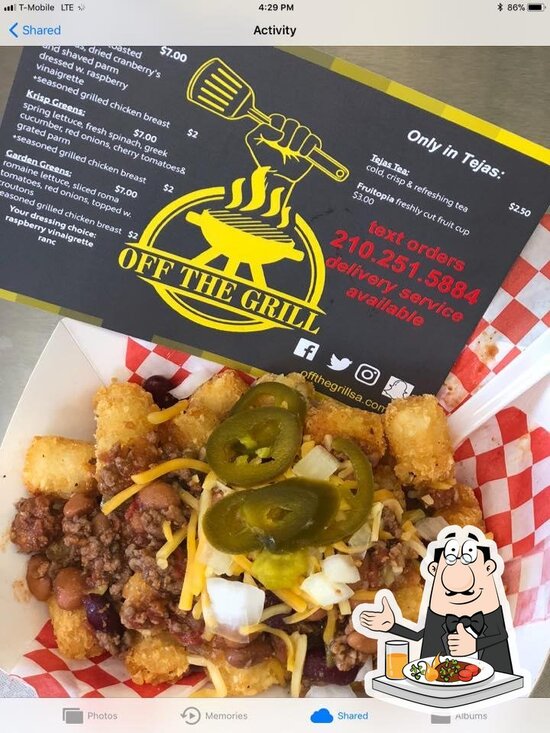 Menu at Off The Grill restaurant, San Antonio