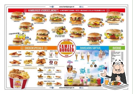 Menu at Family Burger, Rotterdam
