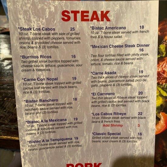 Los Cabos Mexican Grill and Cantina in Surfside Beach - Restaurant menu ...
