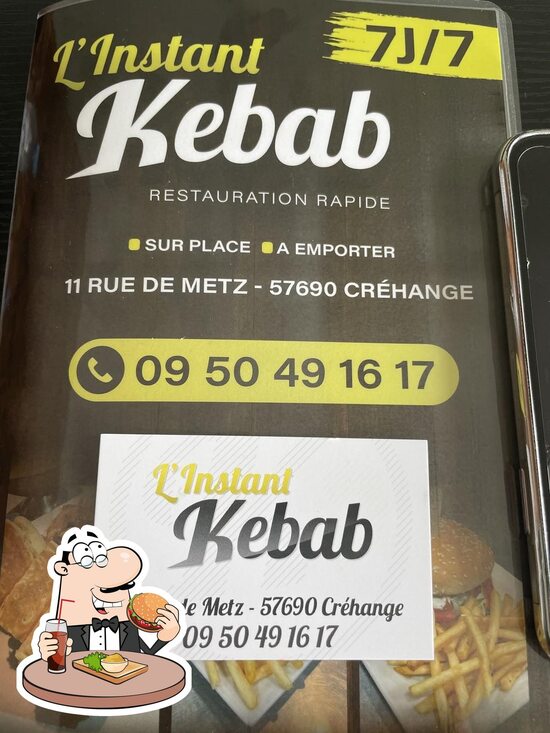 Menu at L'instant Kebab restaurant, Créhange