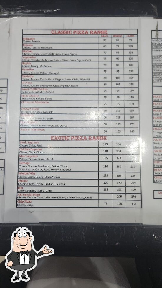 Akhalz Lakefield, Benoni - Restaurant menu, prices and reviews