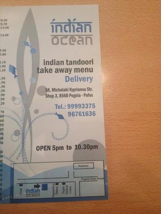 Carta de Indian Ocean Take Away, Peyia, 56b Michalaki