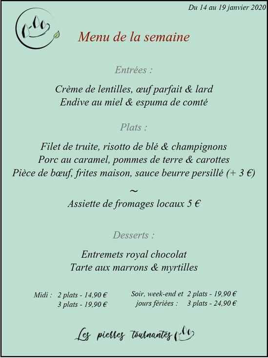 Menu au Les Pierres Tournantes... restaurant, Écommoy
