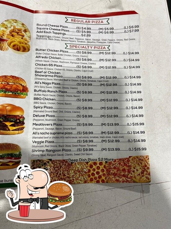 Menu at Ali's Pizza & Burgers pizzeria, Hamtramck