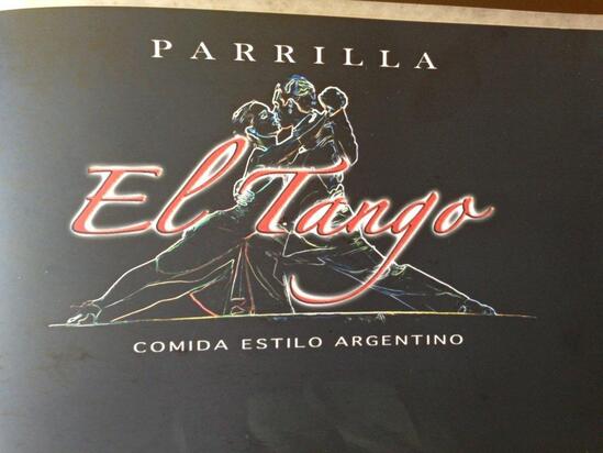 Menu at Parrilla El Tango, Mexico City