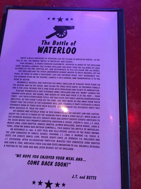 Menu at The Waterloo Restaurant, Stockton